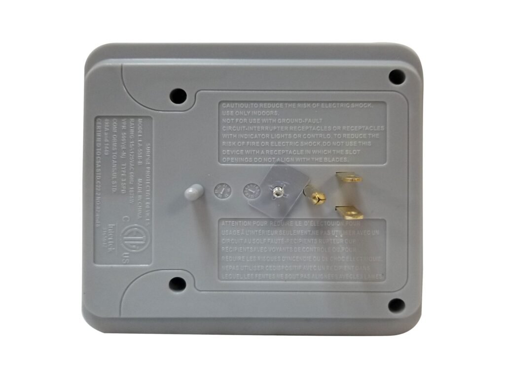 Set of 2 Gray USB Wall Mount and Surge Protector with 3 Outlets and ...
